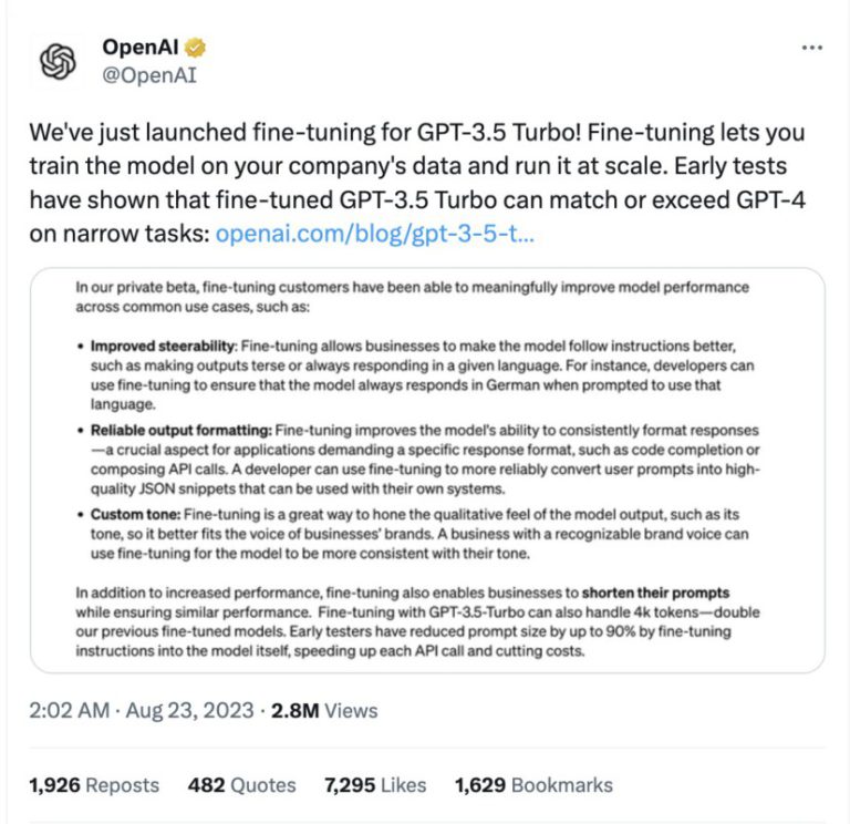 OpenAI Luncurkan GPT-3.5 Turbo yang Dapat Disesuaikan, Seperti Apa ... OpenAI Luncurkan GPT-3.5 Turbo yang Dapat Disesuaikan, Seperti Apa ...