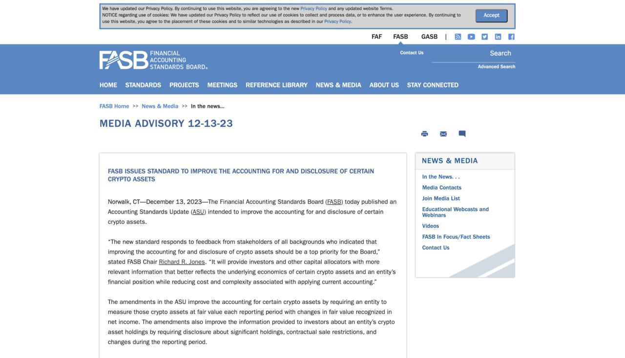 FASB Rilis Standar Baru Aset Crypto, Apa yang Berubah? - Pintu News