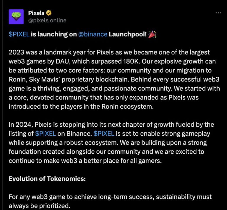 Binance Luncurkan PIXEL, Token Game Berbasis Blockchain yang ...