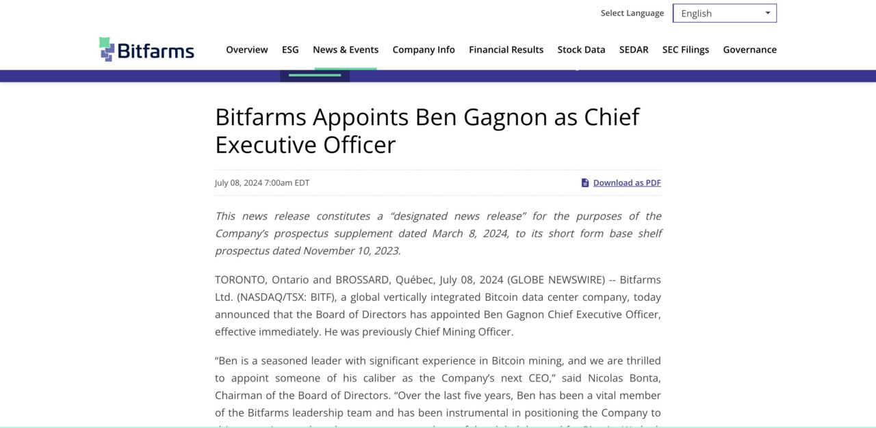 Bitfarms Menunjuk CEO Baru di Tengah Perseteruan dengan Riot Platforms ...