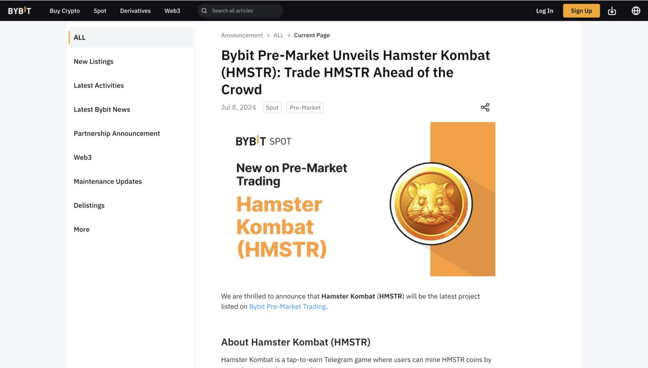 Token Hamster Kombat (HMSTR) Meroket 10.000% dalam Pre-Market Trading Bybit! - Pintu News