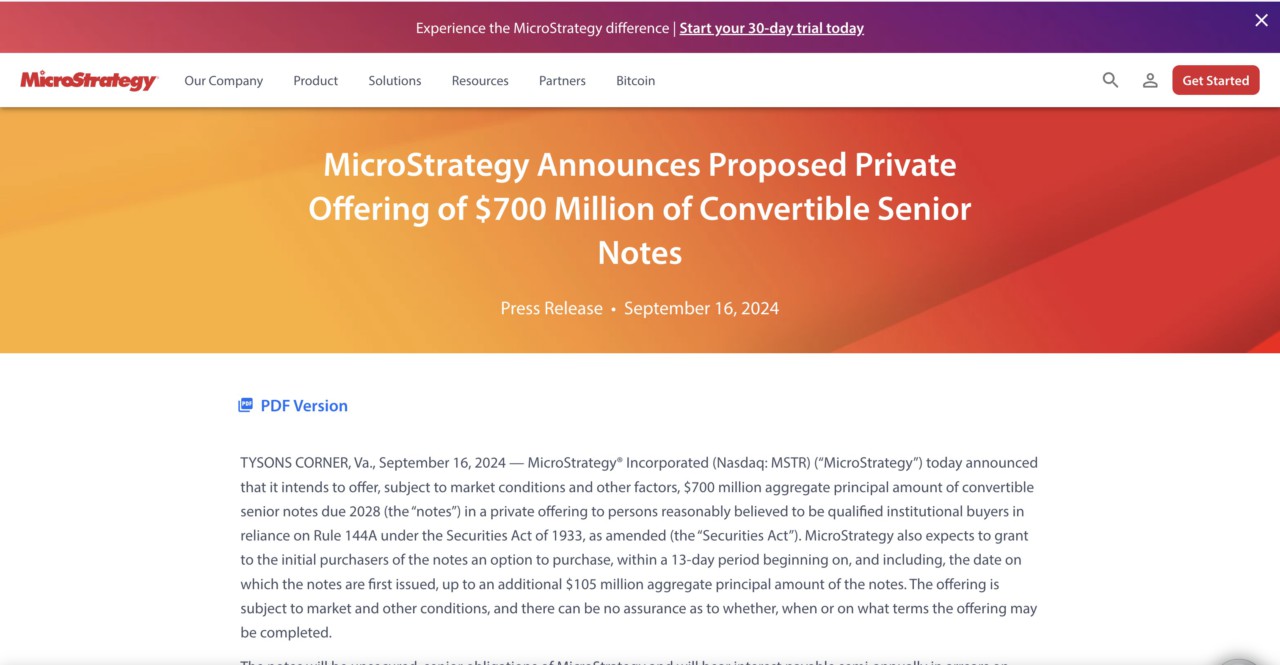 MicroStrategy Berencana Mengumpulkan $700 Juta untuk Pembelian Bitcoin Tambahan! - Pintu News