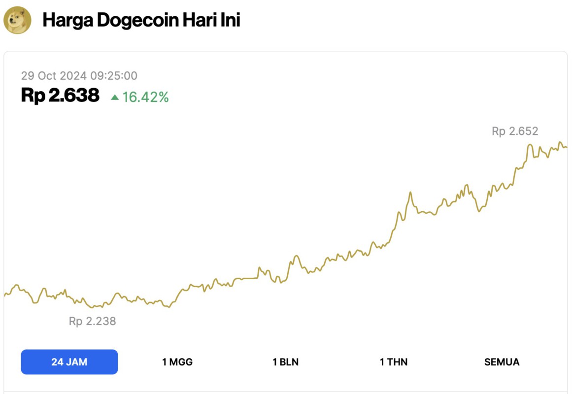 Harga Dogecoin Melonjak 16% Hari Ini (29/10/24), Apa yang Terjadi dengan DOGE? - Pintu News