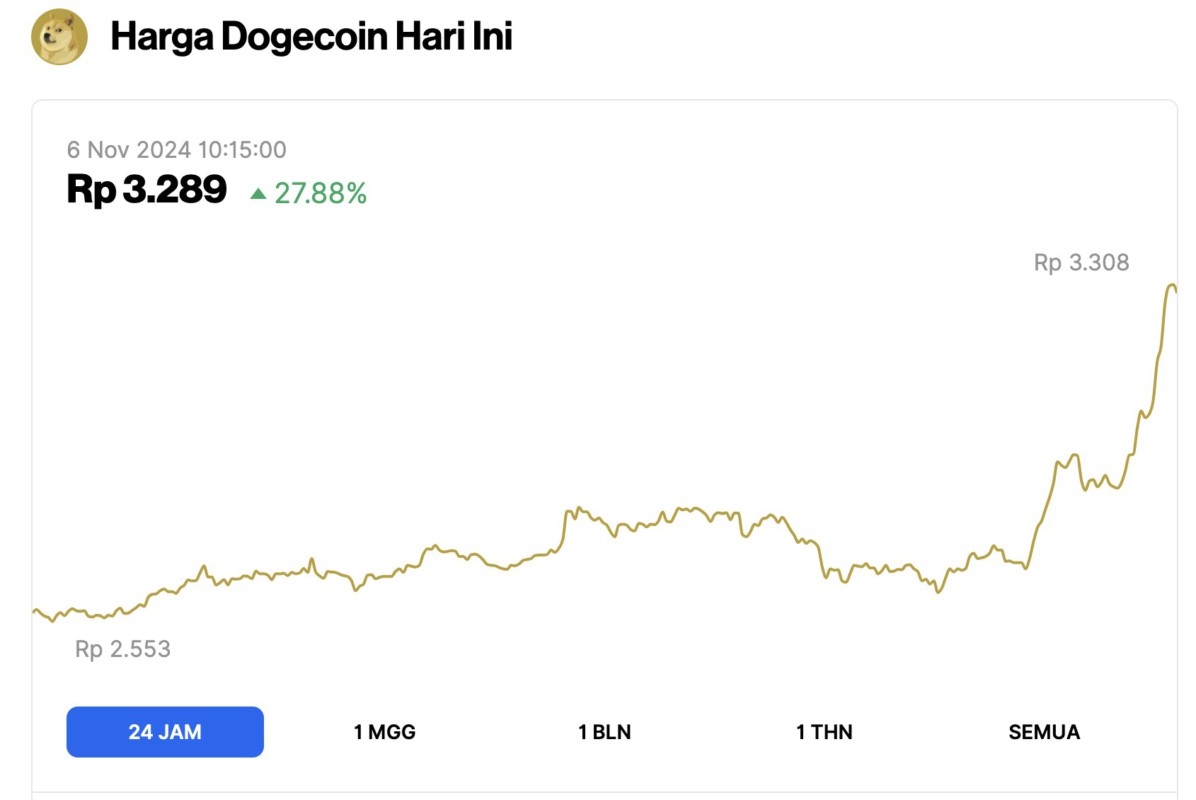 Harga Dogecoin Menggila 27% Hari Ini (6/11/24): Kemenangan Donald Trump Jadi Pemicunya? - Pintu News