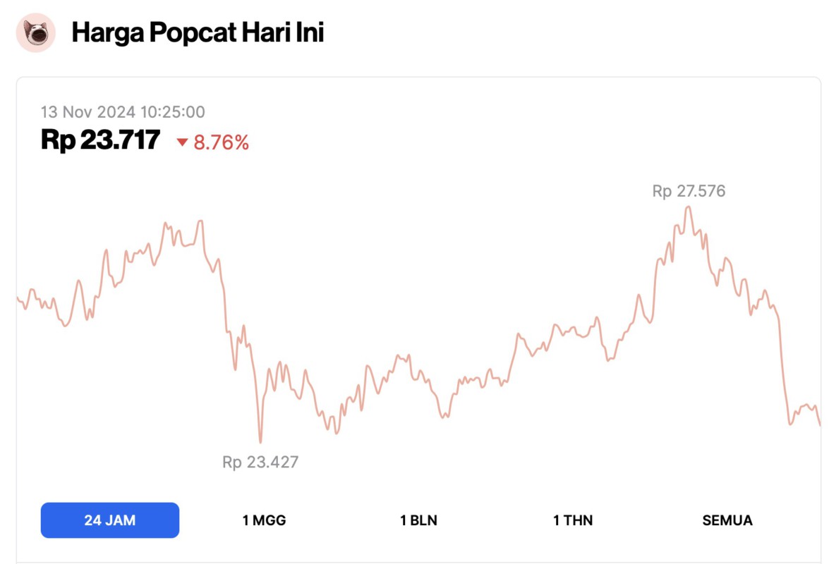 Harga POPCAT Merosot 8% Selagi FLOKI dan PEPE Melonjak Hari Ini (13/11/24) - Pintu News