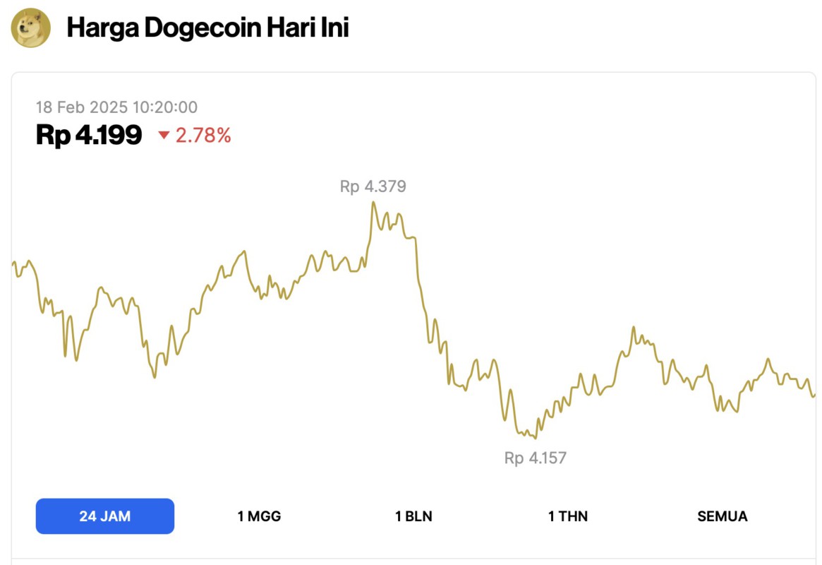 Harga Dogecoin Merosot Hari Ini (18/2/25): DOGE Terancam Alami Koreksi 44%? - Pintu News