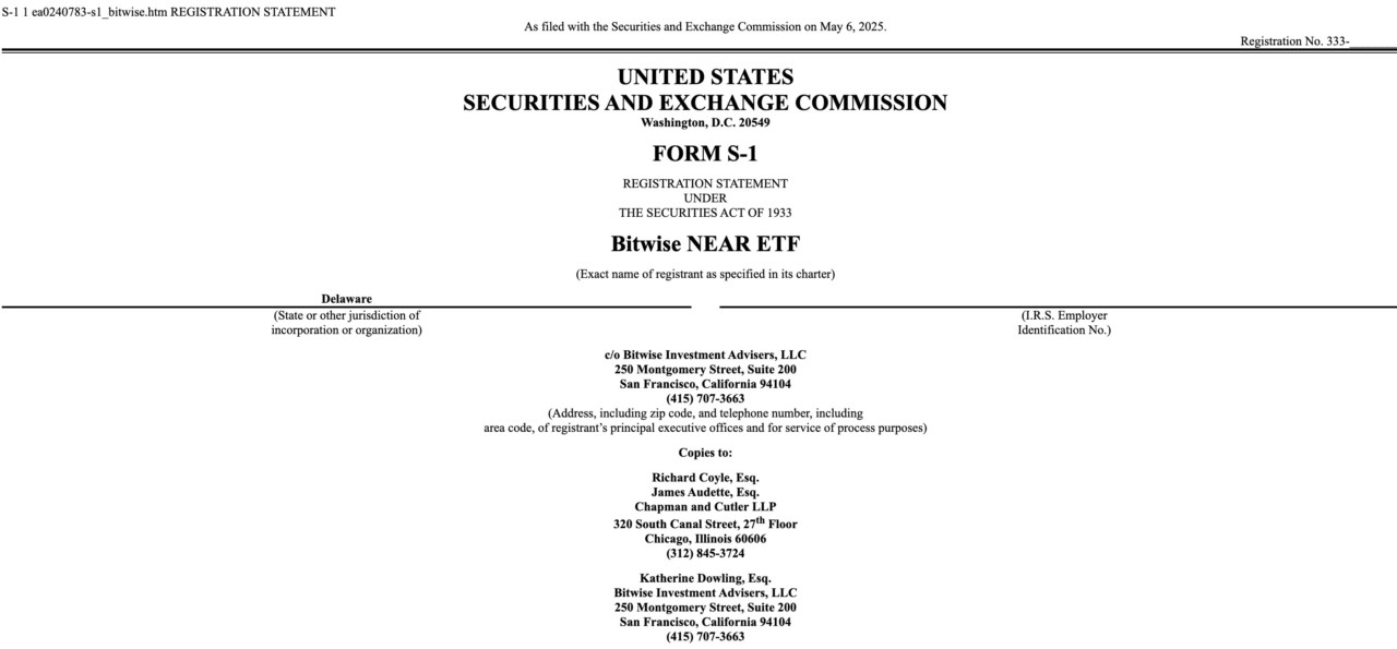 Bitwise Takes Bold Step Toward Launching First-Ever NEAR ETF with SEC Filing! - Pintu News