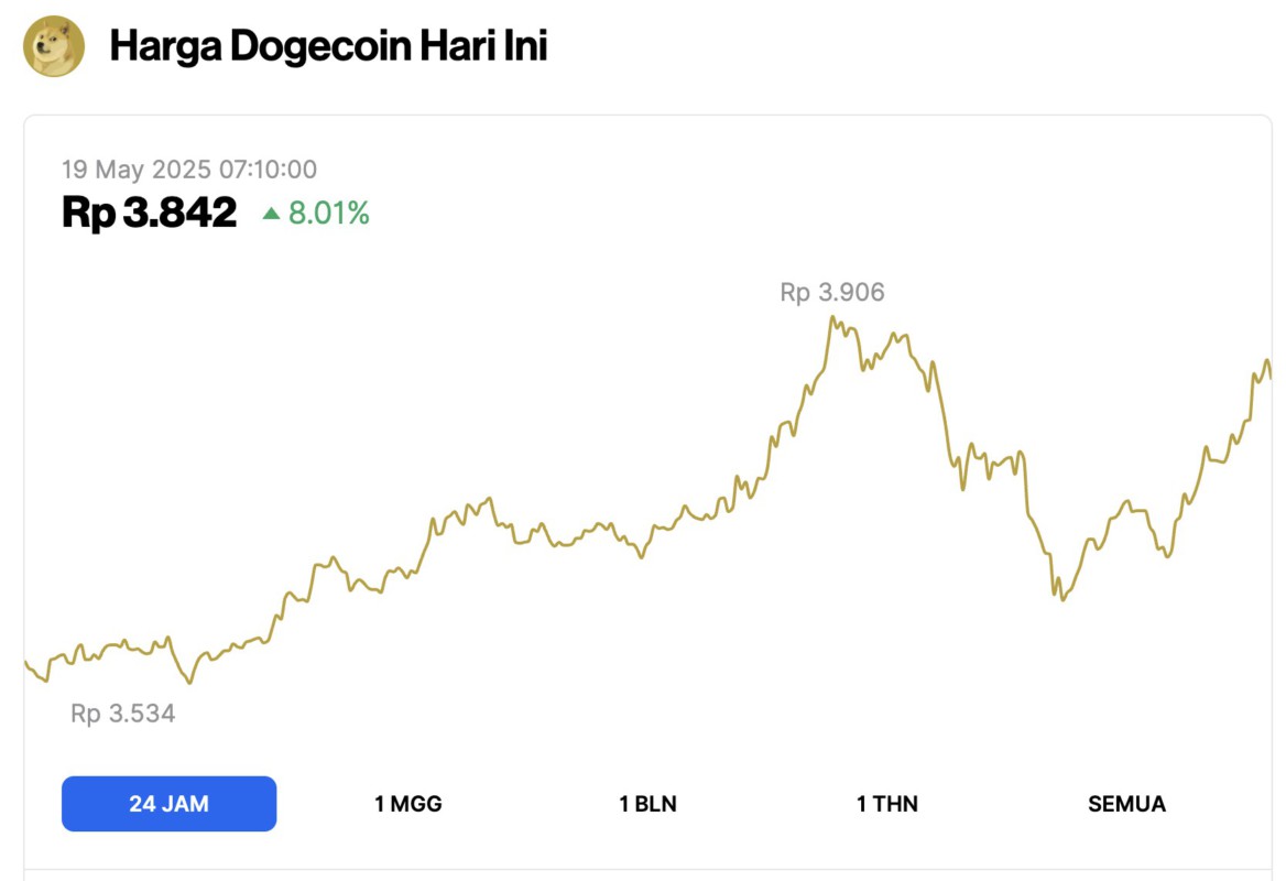 Harga Dogecoin Naik 8% Hari Ini (19/5/25): Whale DOGE Lepas 170 Juta ...