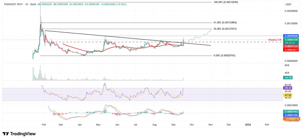 Toshi Coin Up 40%: Here are 5 reasons behind this meme coin’s price ...